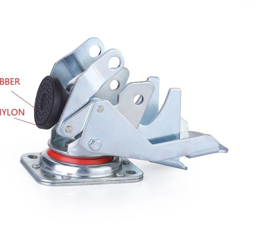 Foot operated Levelling fixed caster with 80x40mm nylon wheel, load ...