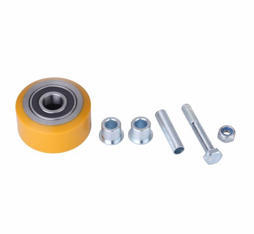 Foot operated Levelling Caster 75x40mm polyurethane wheel tread on C45 ...