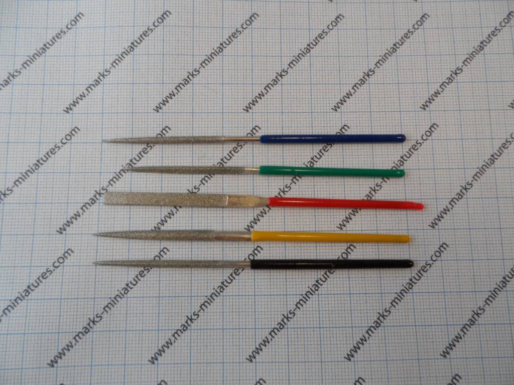 Needle files set 100mm mini Diamond- 5pcs. - Mark's Miniatures
