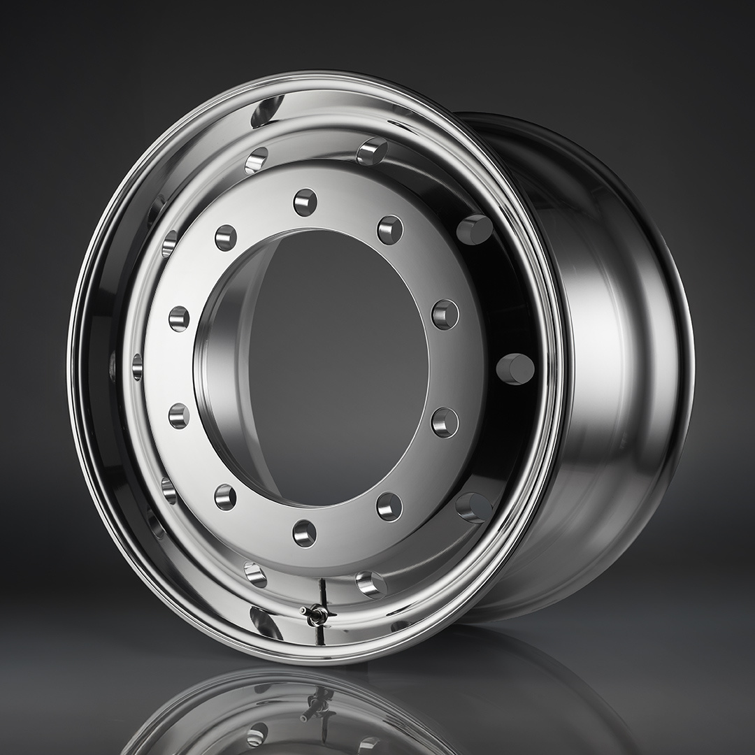 Omnius Wheels Chrome-Aluminum Rim for Trailer Steering Axle 22.5" x 11. ...
