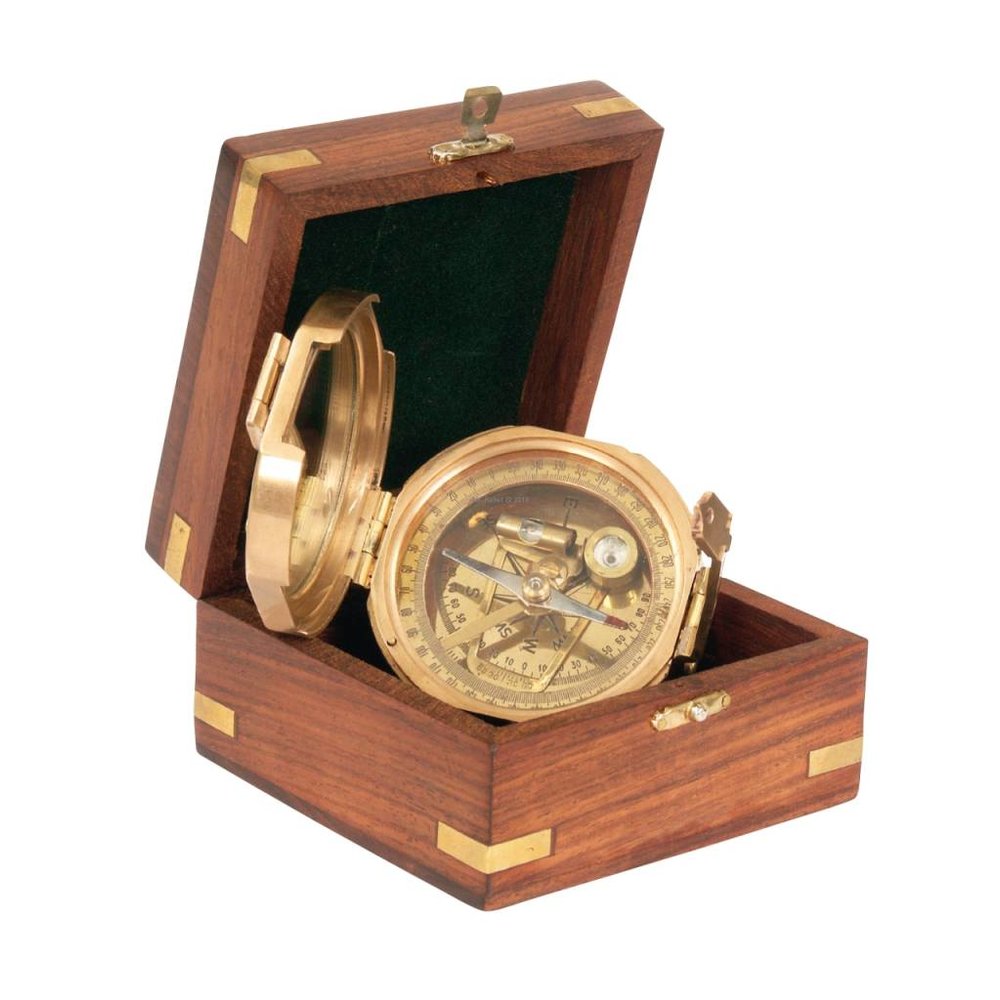 Nostalgic sighting mirror compass, brass - 1st-Relief