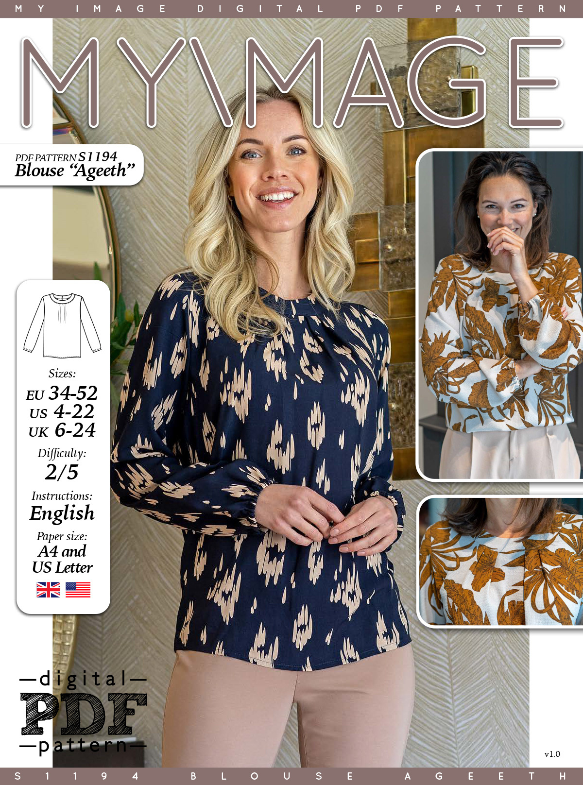 S1194 Blouse "Ageeth" - Made by Oranges