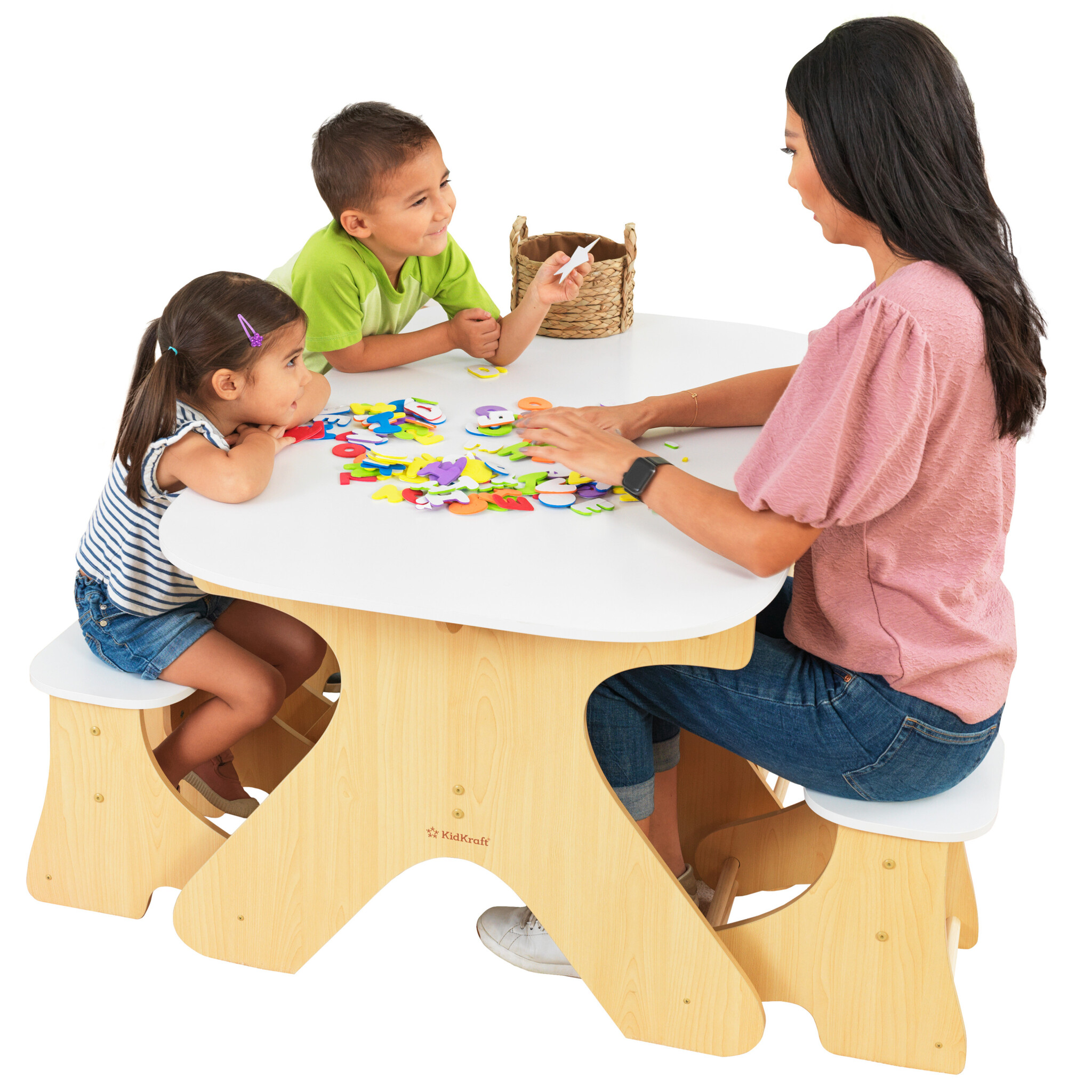 Table maternelle avec 4 chaises - table d'activité école - TablesDeJeux