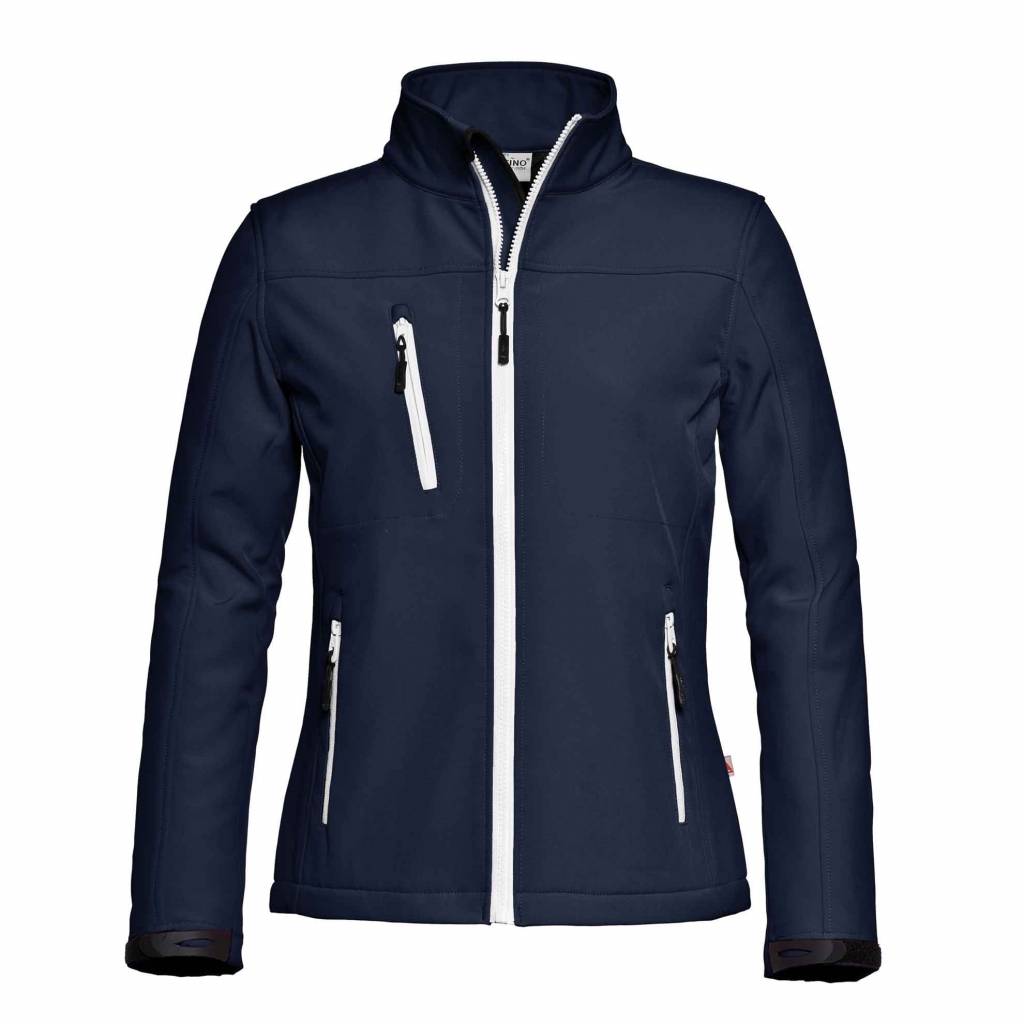 dames 3 laags softshell jack met contrast ritsen - QS-Bedrijfskleding