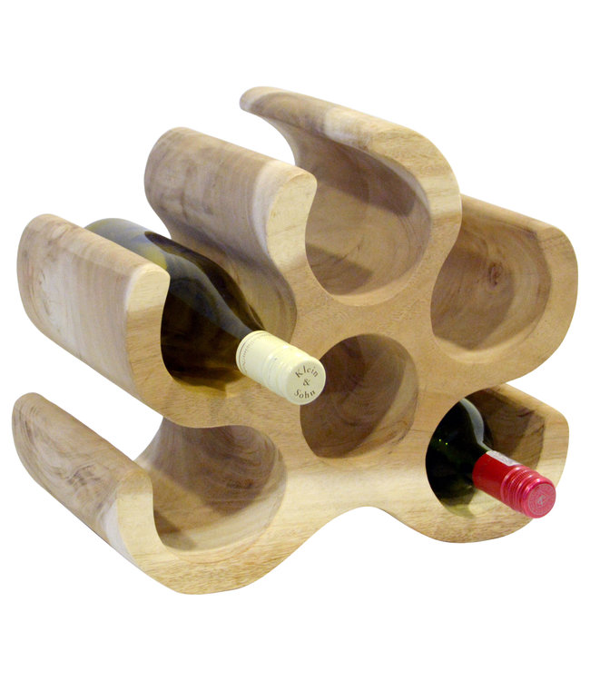 Solid wooden wine rack for 6 bottles - Decomeubel