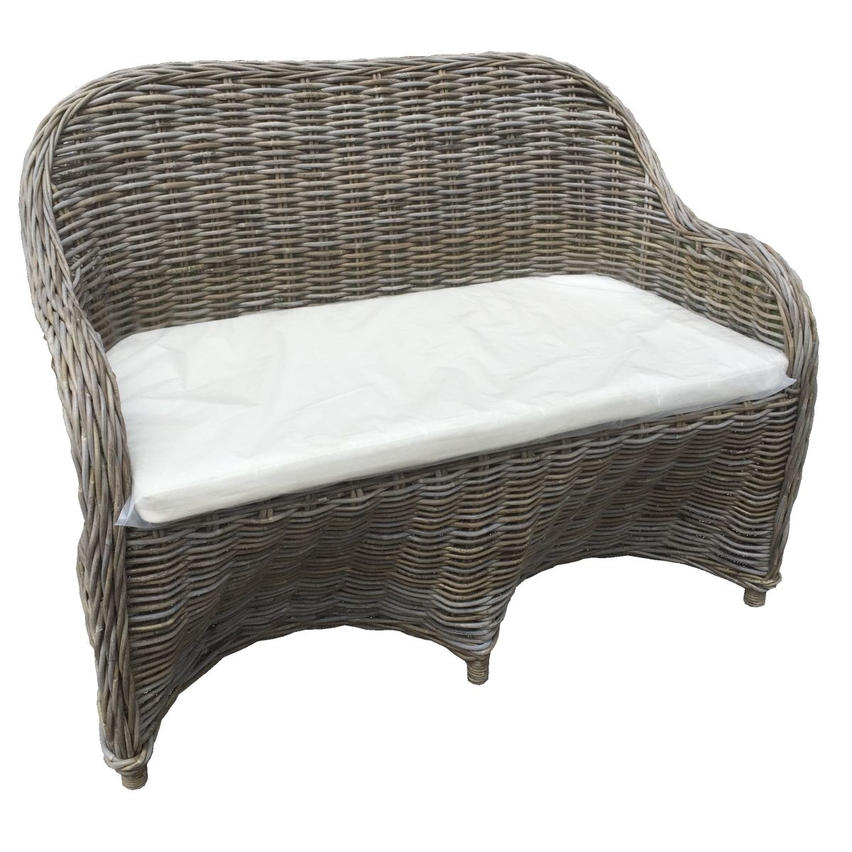 Rattan 2-seater sofa Kubu Gray with Cushion - Decomeubel