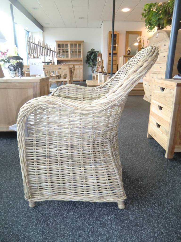 Rattan Chair Kubu Gray with black Cushion - 6 chairs - Decomeubel