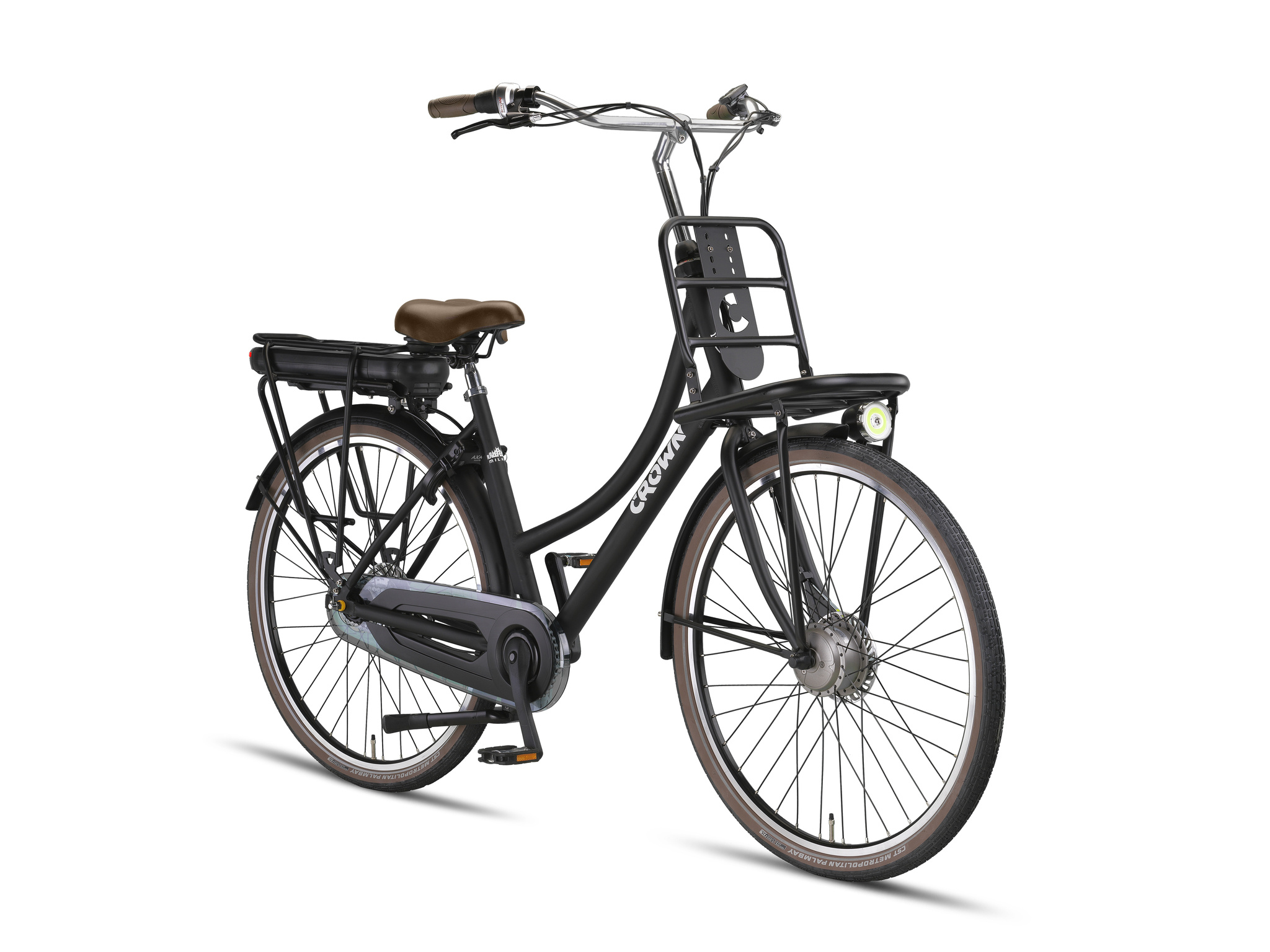 Crown Milano Elektrische Transportfiets 7Versnellingen Mat Zwart 518Wh