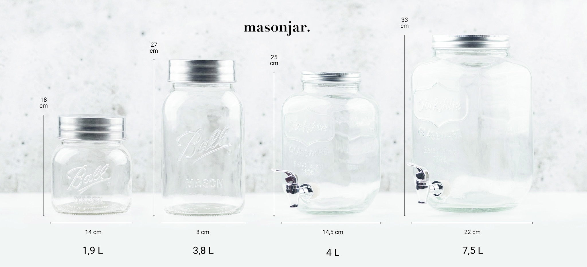 MASON JAR SIZE GUIDE SIZEGUIDE 1 8L Mason Jar