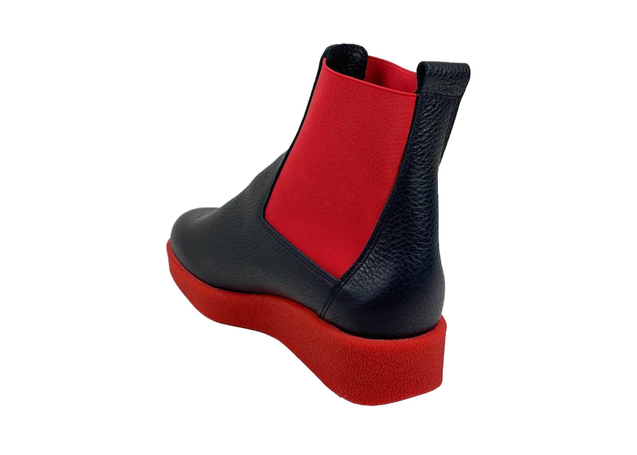 Arche Enkellaarsjes Comsky Zwart/ Rood - De Roos Schoenen Breda