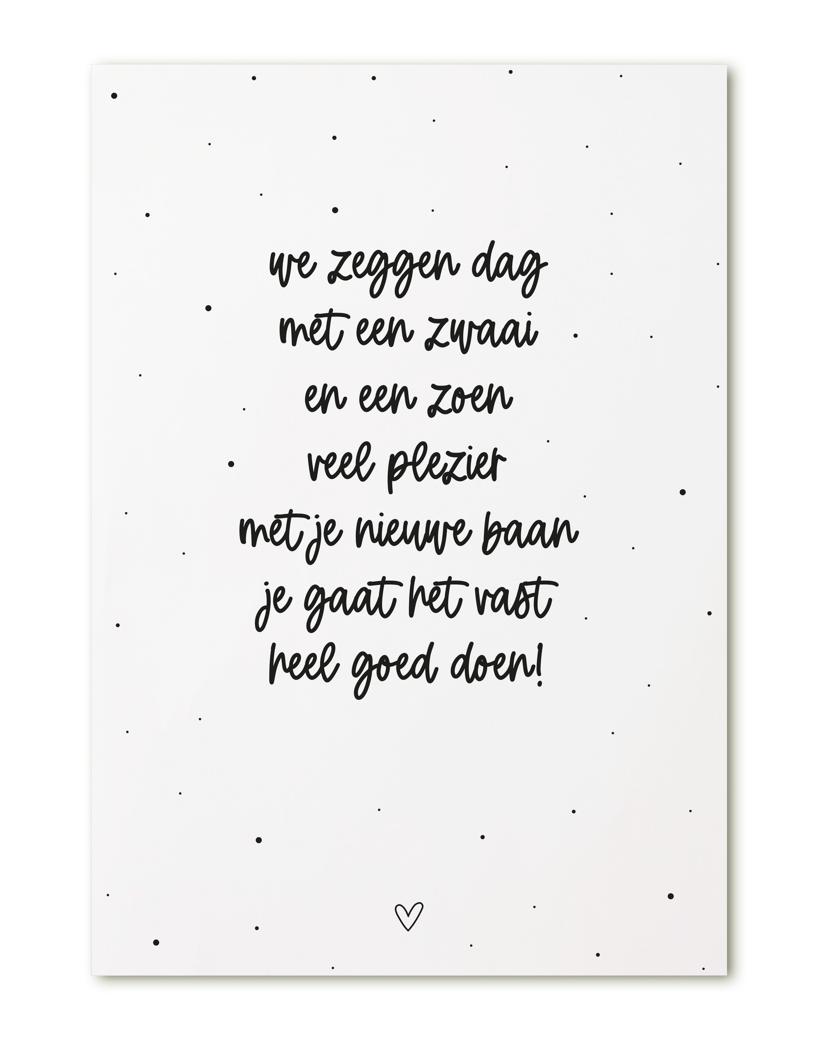 Kaart gedichtje nieuwe baan