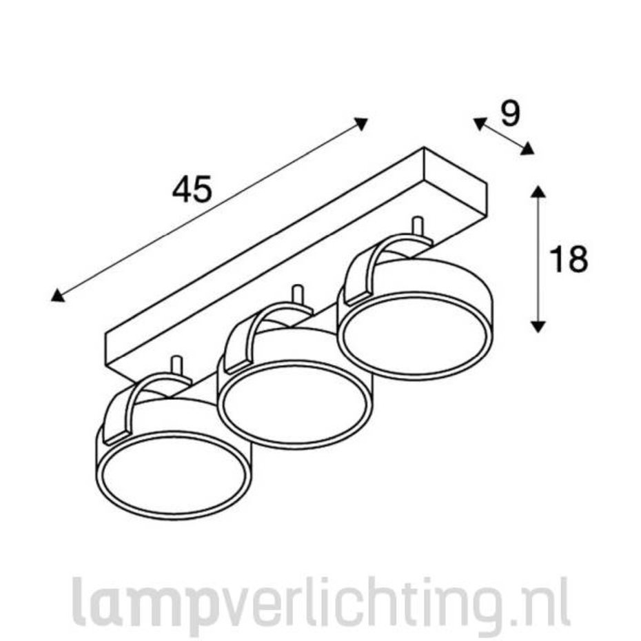 Grote Spot Opbouw Drievoudig - Balk met 3 XL Spots - Zwart, wit of alu ...