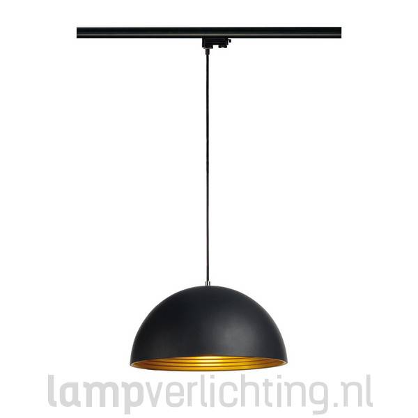 3-Fase Rail Hanglamp Zwart-Goud - Je hanglamp op elke gewenste plek ...