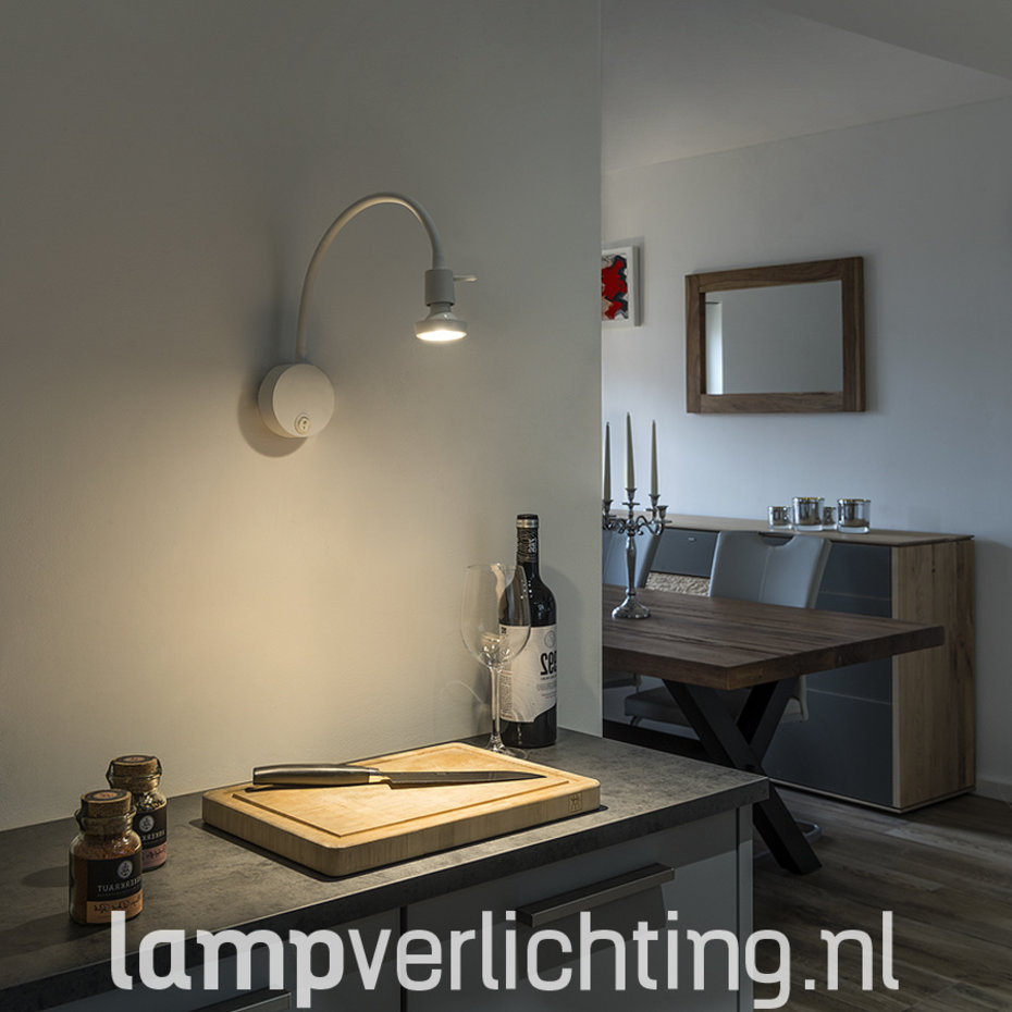 Wand Leeslamp met Flexibele arm - wit | zwart | chroom - Beste Keus ...