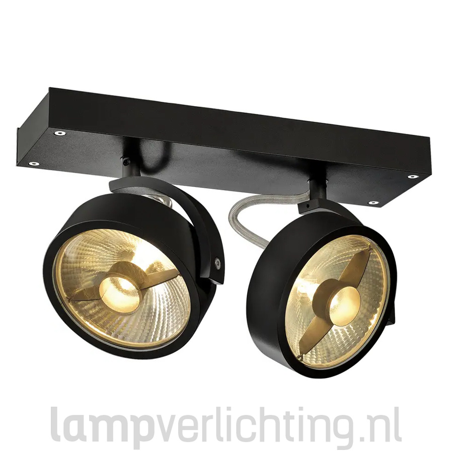 Grote Spot Opbouw Dubbel - Balk met 2 XL Spots - Wit, zwart of alu ...