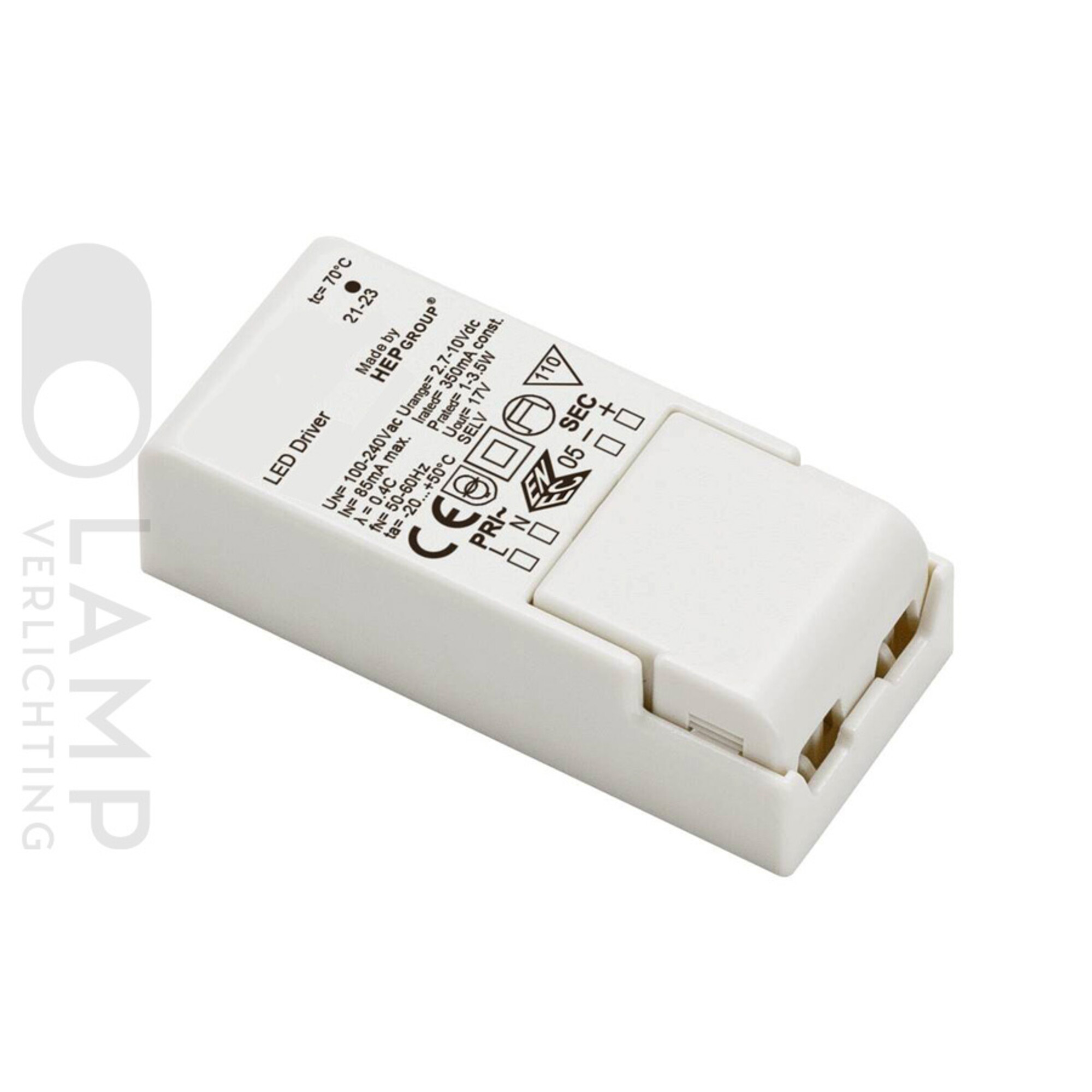LED Driver 350mA 3W - Voeding voor 350 mA LED Spots - LampVerlichting.nl