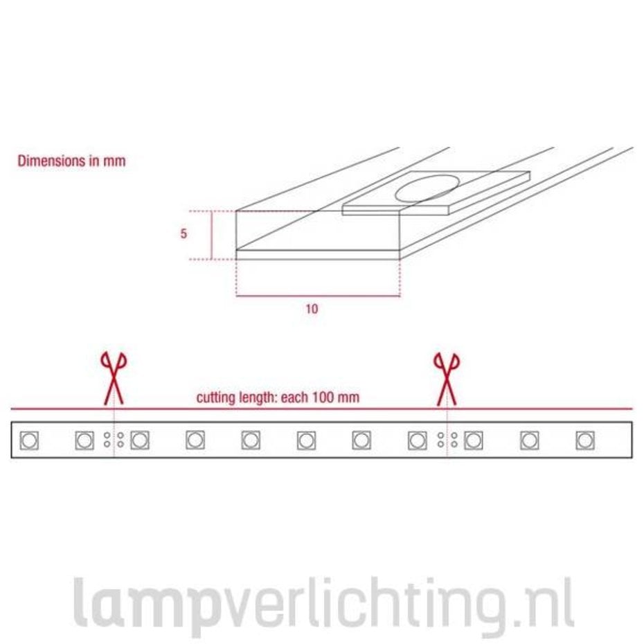LED Strip 60 IP68 5 meter - 60 leds / 360 lumen per meter - Tip ...