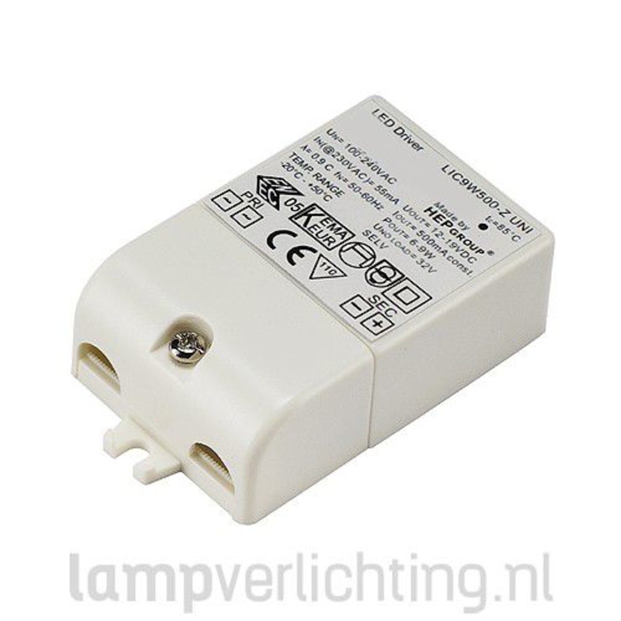 LED Driver 500mA 10W - Voeding voor led spots 500mA - LampVerlichting.nl