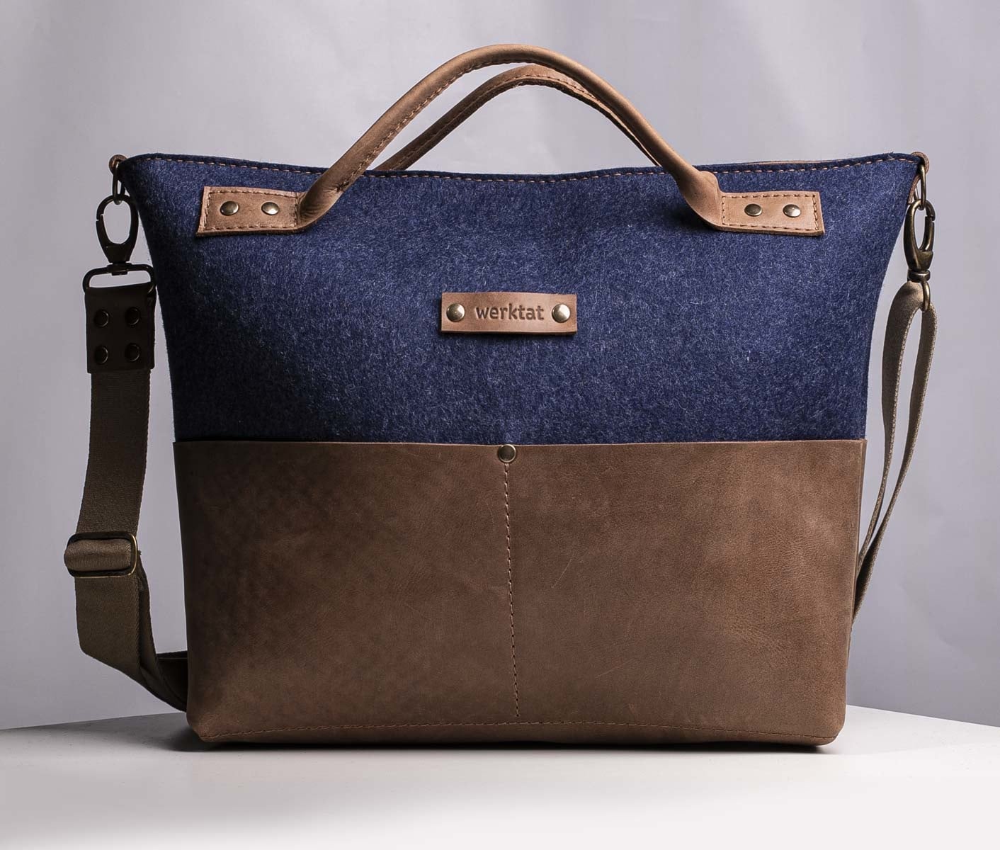 Office satchel bag of leather & felt - werktat