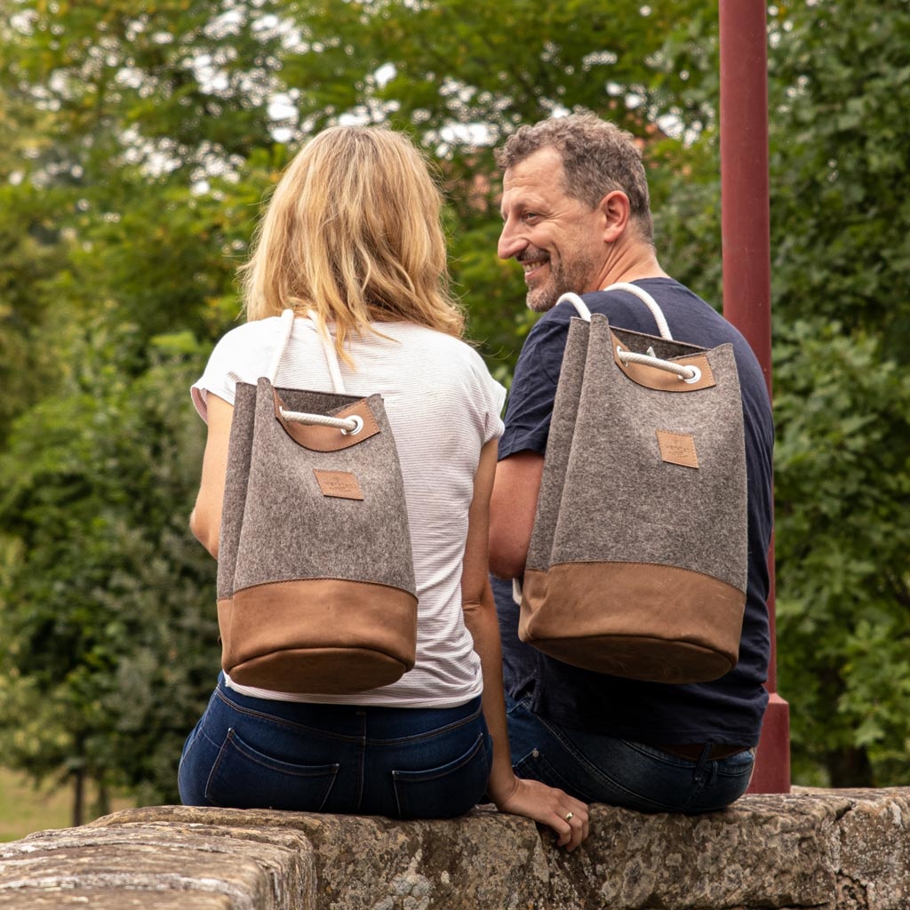 Matchsack, Rucksack aus Filz natur & Leder braun MEERWERK | werktat ...