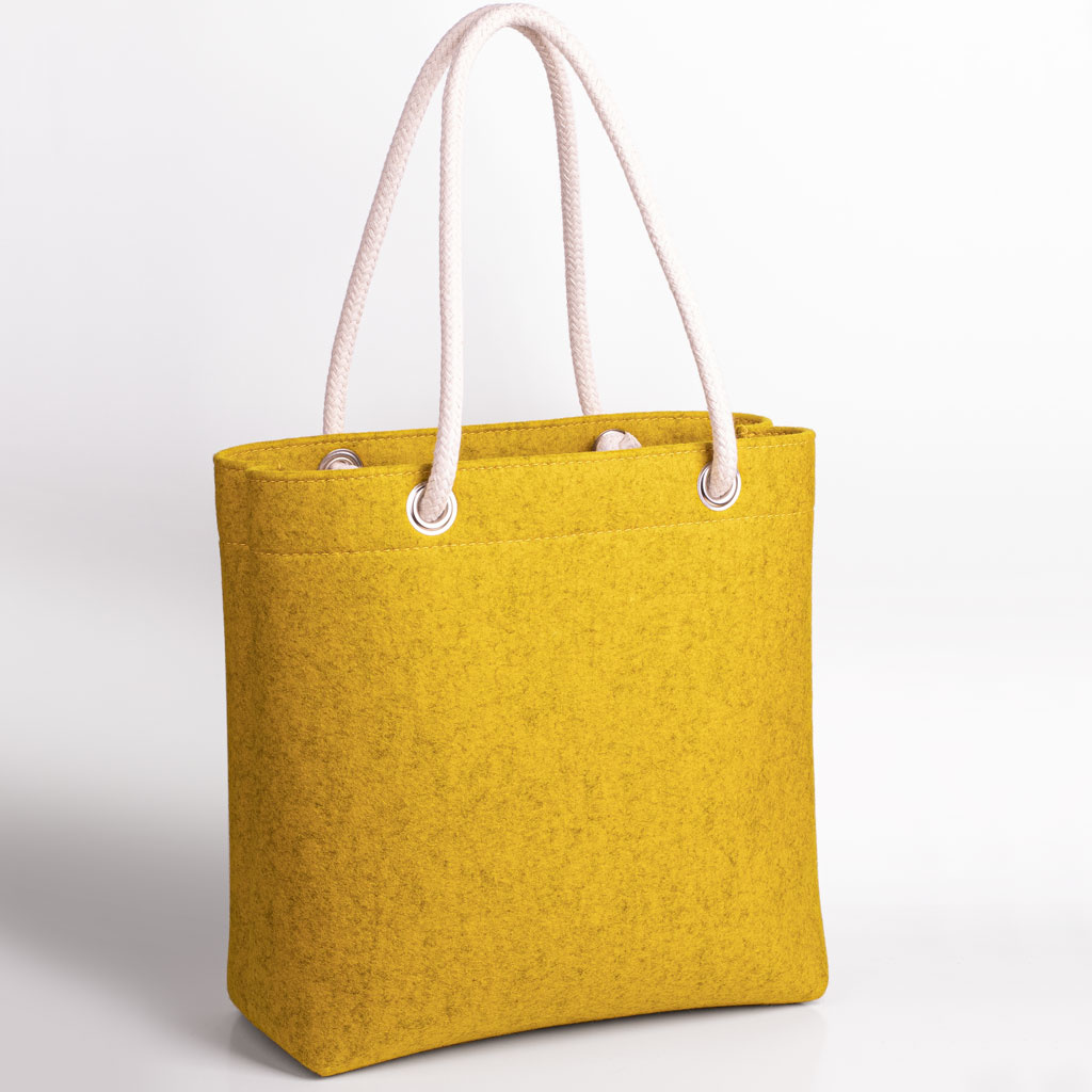 Filztasche mit Tragegriff aus Baumwoll-Seil - hochwertiger Wollfilz ...