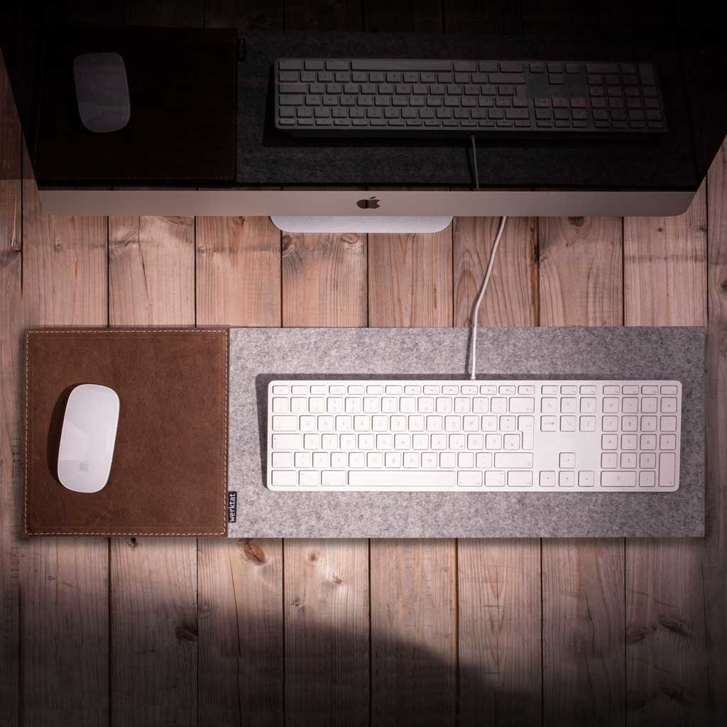 Keyboard pad felt with leather mouse pad - werktat