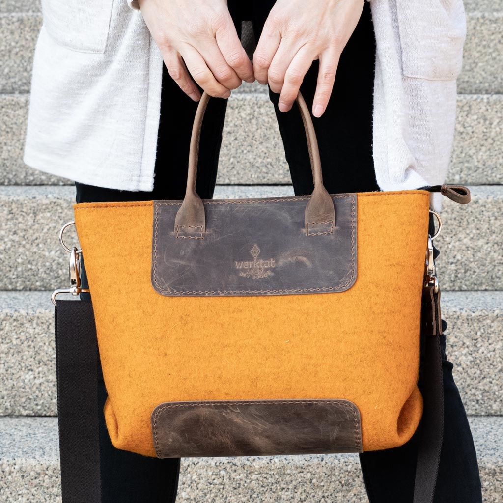 Damen Handtasche Filztasche mit Leder - werktat