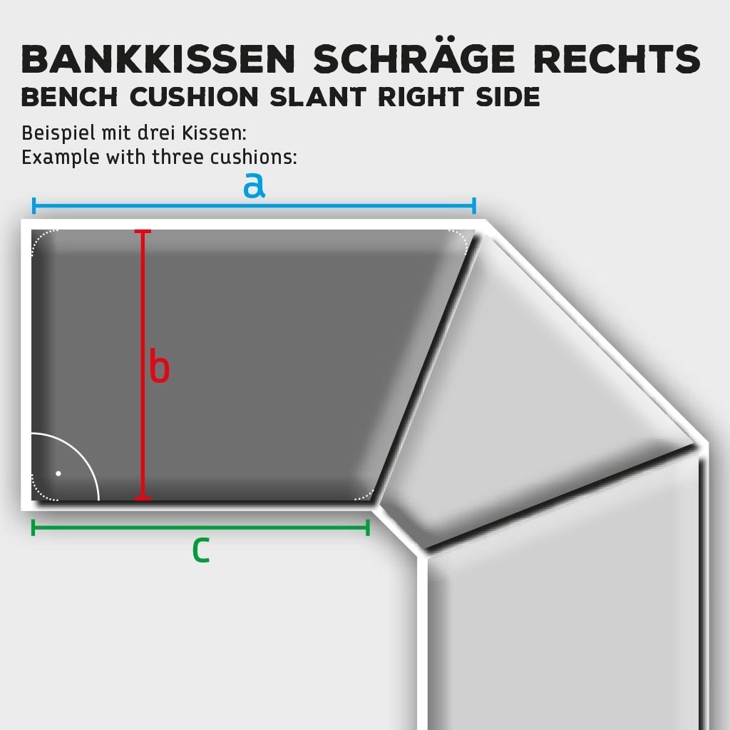 Corner Bench seat cushion with slant made to measure of felt - werktat