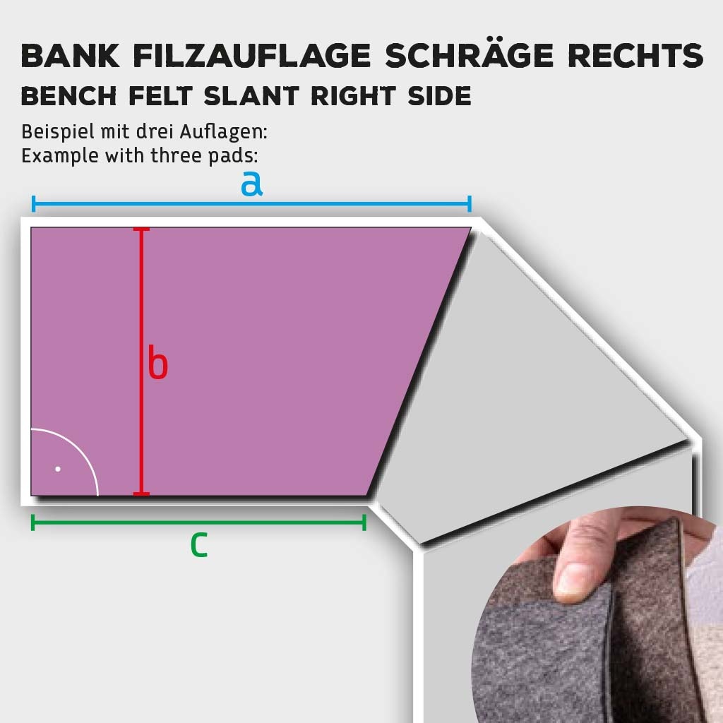 angled felt support bench made to measure, cut bicolor - werktat