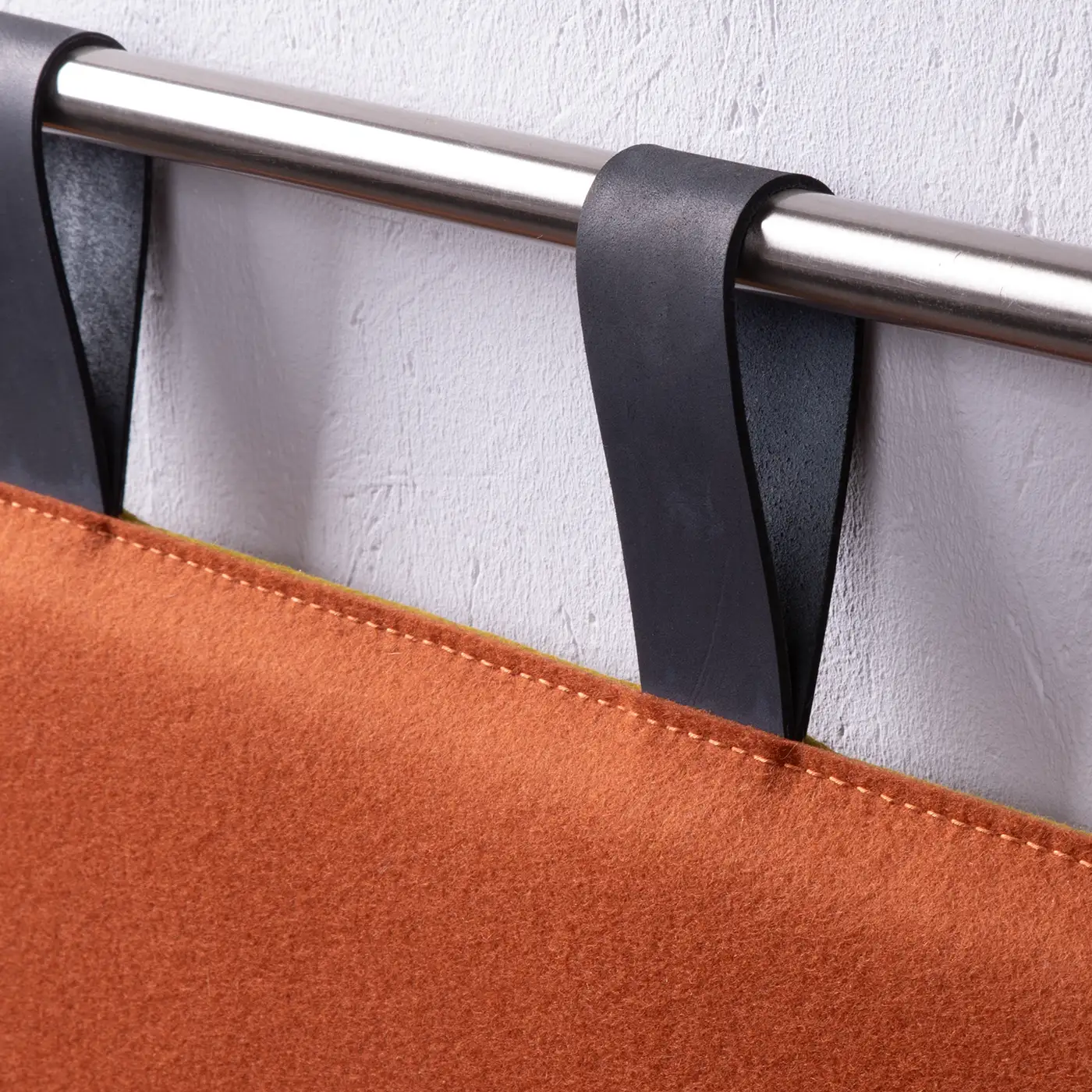 Wall cushion with leather loops, felt & genuine leather - werktat