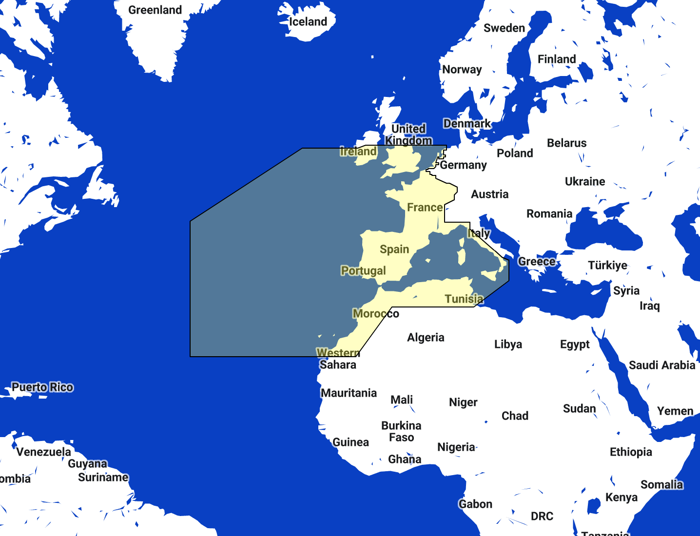 TimeZero - West European Coasts and West Med. Chart - SAIL360 ...