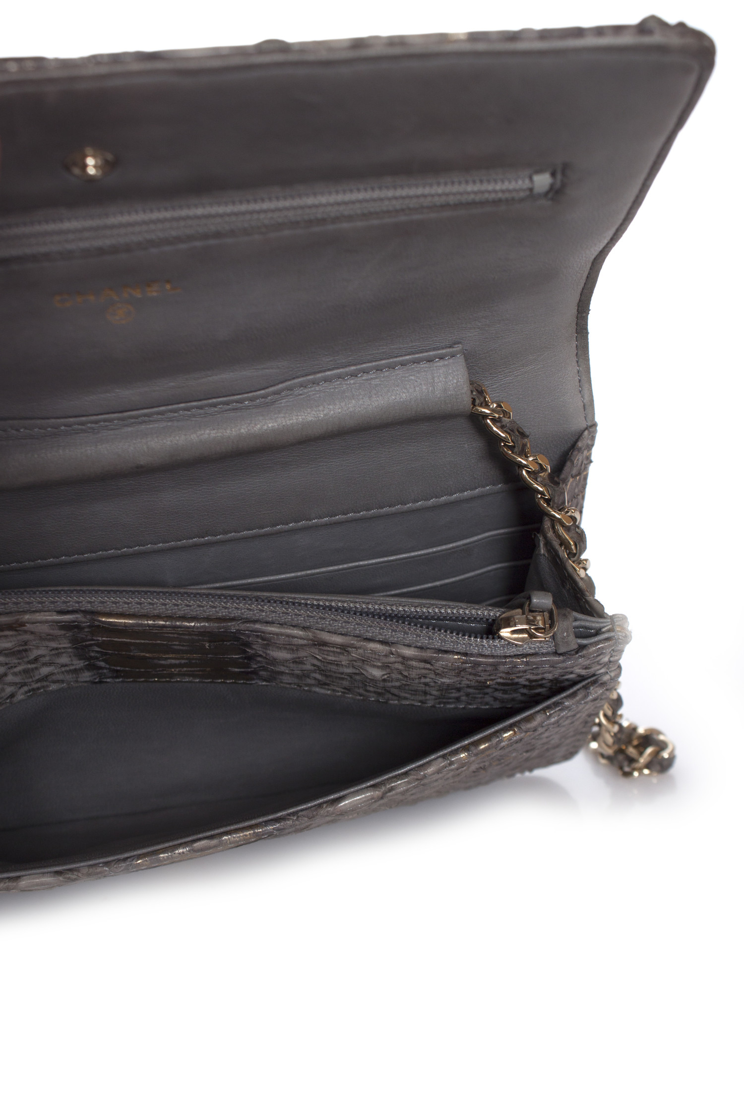 Chanel, python leather wallet on a chain. - Unique Designer Pieces