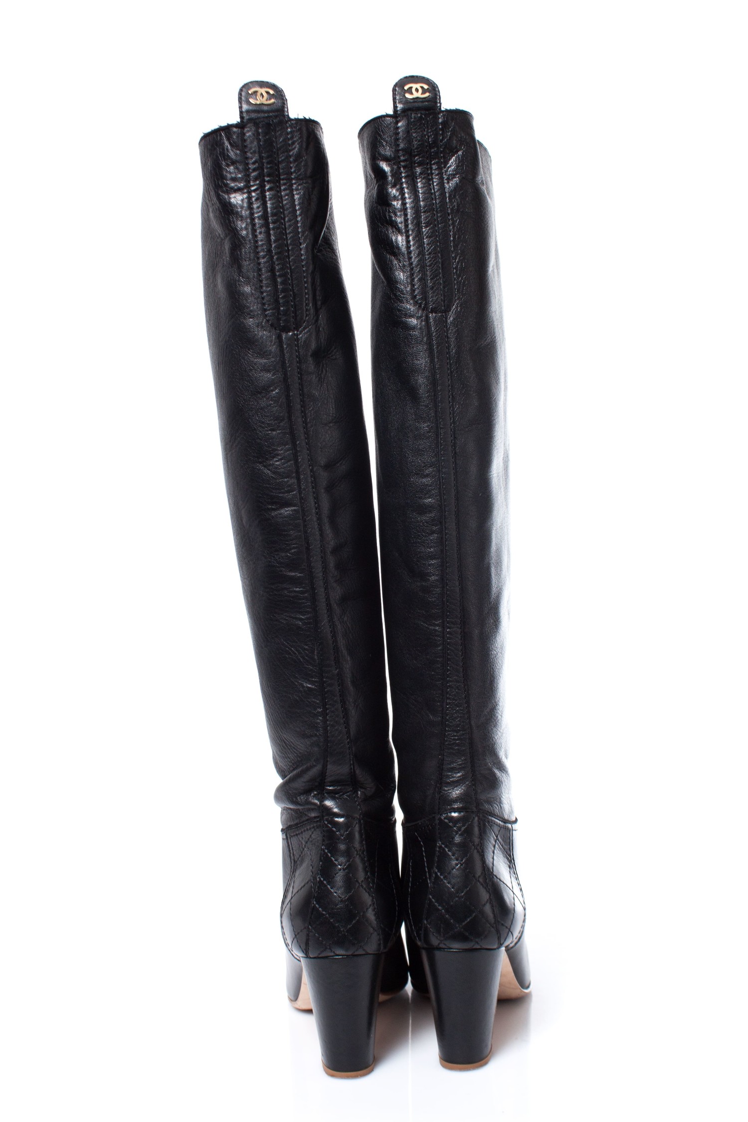 Chanel, Black heeled leather boots - Unique Designer Pieces Chanel, Black heeled leather boots - Unique Designer Pieces