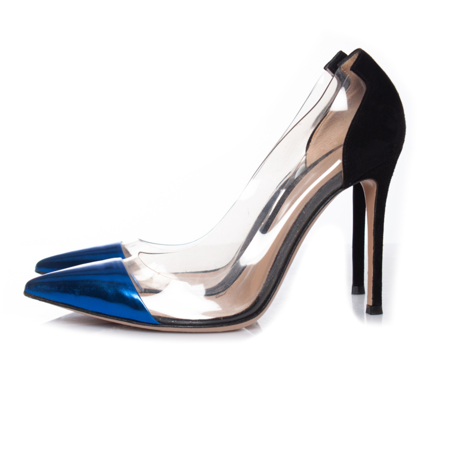 Gianvito Rossi, Plexi metallic blauwe pumps - Unique Designer Pieces