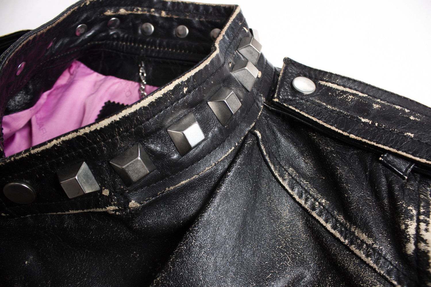 Dsquared2, Faded leather biker jacket - Unique Designer Pieces Dsquared2, Faded leather biker jacket - Unique Designer Pieces