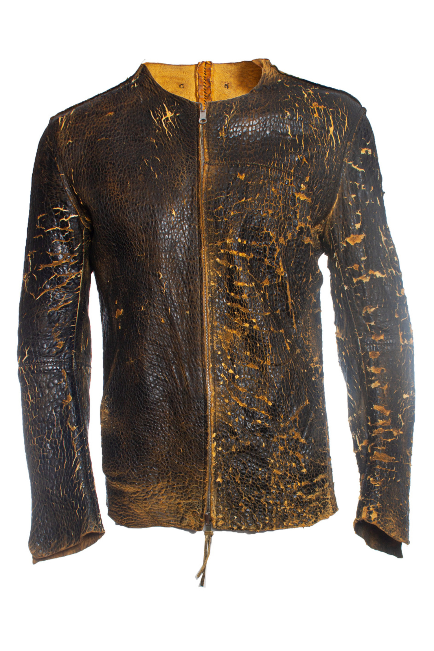 Un solo mondo, distressed leather jacket - Unique Designer Pieces