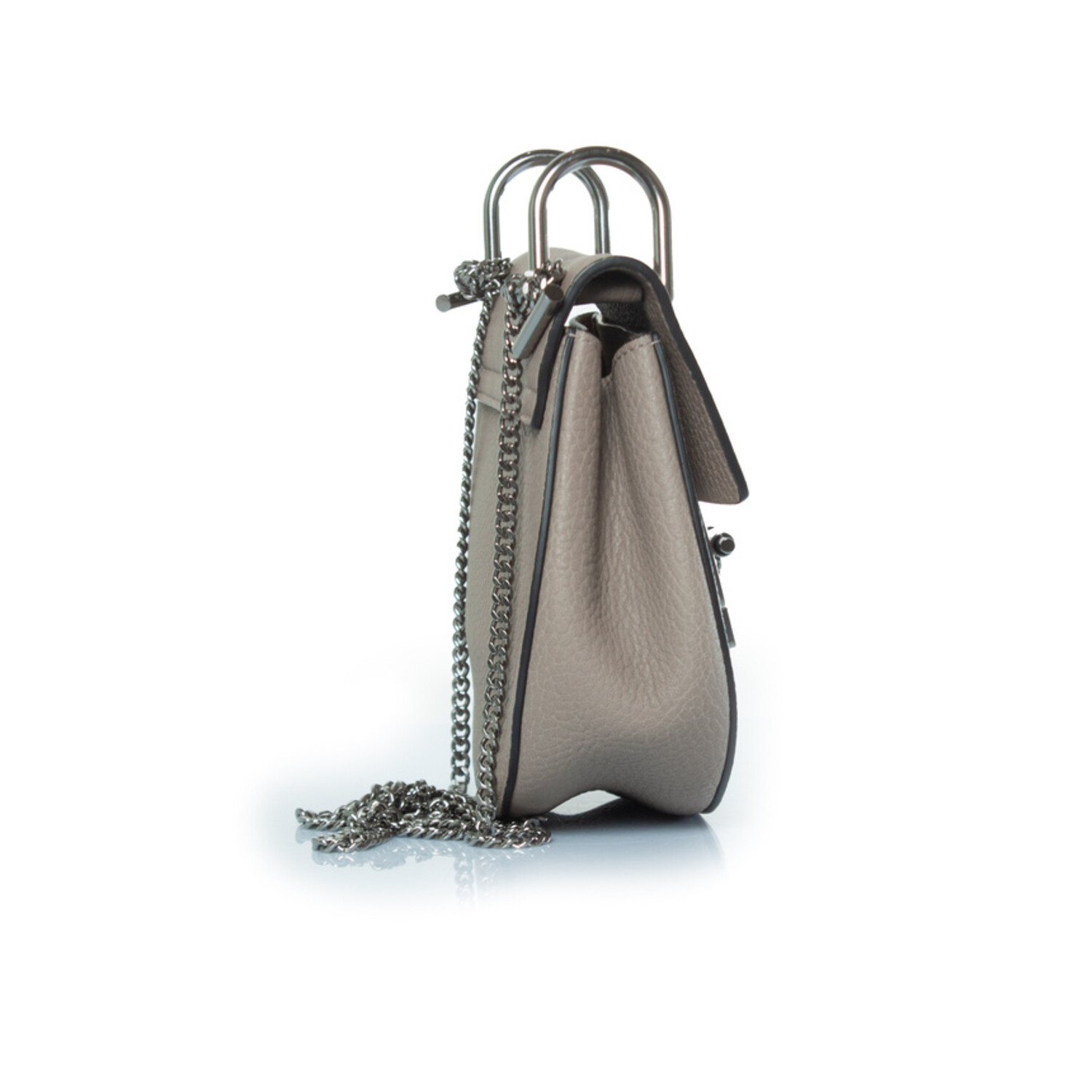 Chloe, Taupe leather drew bag - Unique Designer Pieces Chloe, Taupe leather drew bag - Unique Designer Pieces