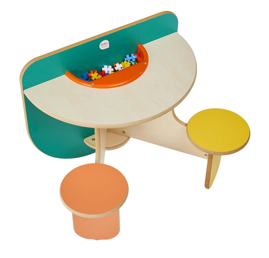 Activity play table with 2 fixed seats, storage bin and play elements ...