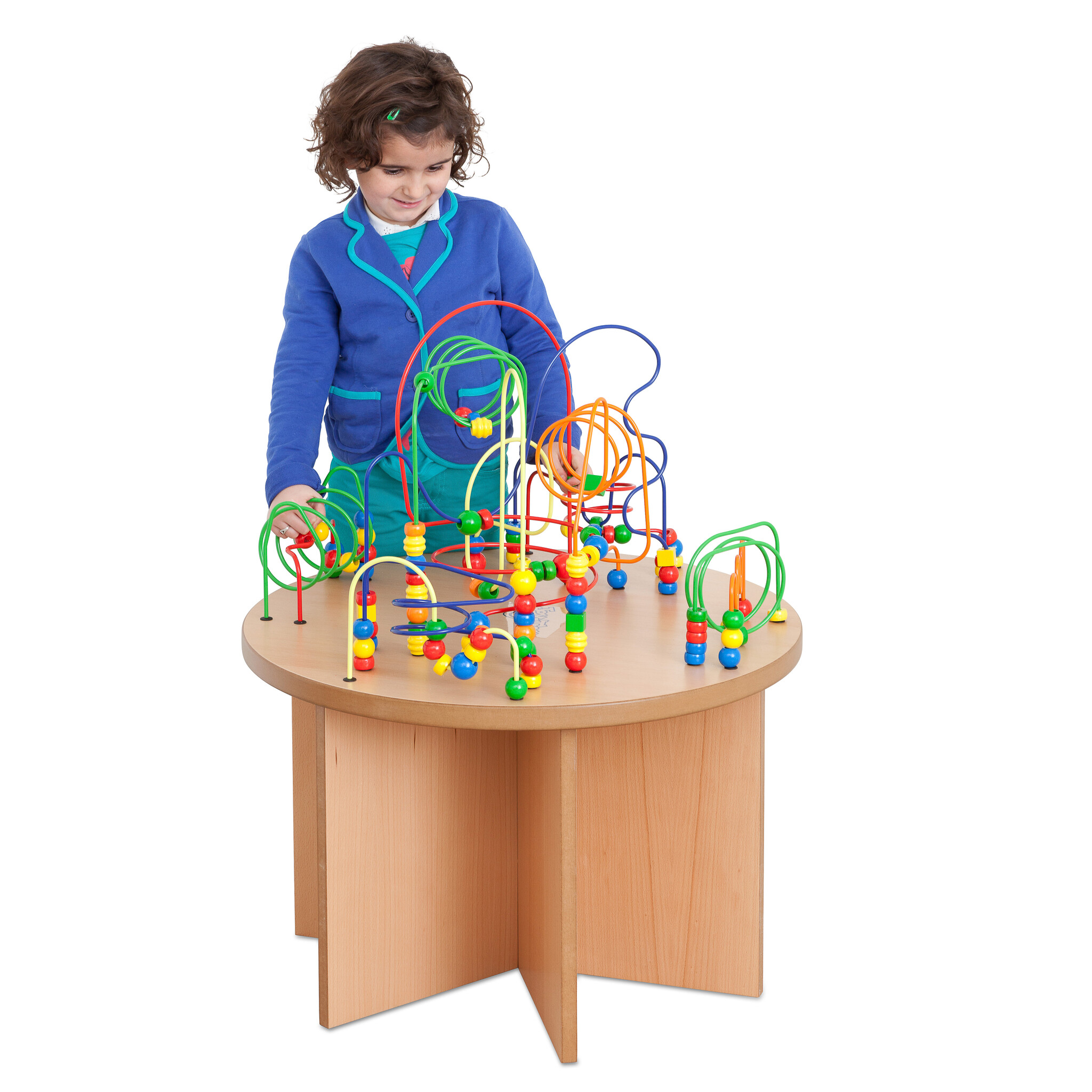 Round wooden bead activity table for children - KinderSpell