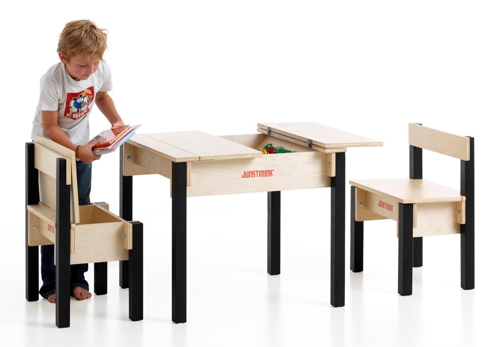 Kids storage play table with 2 chairs - KinderSpell
