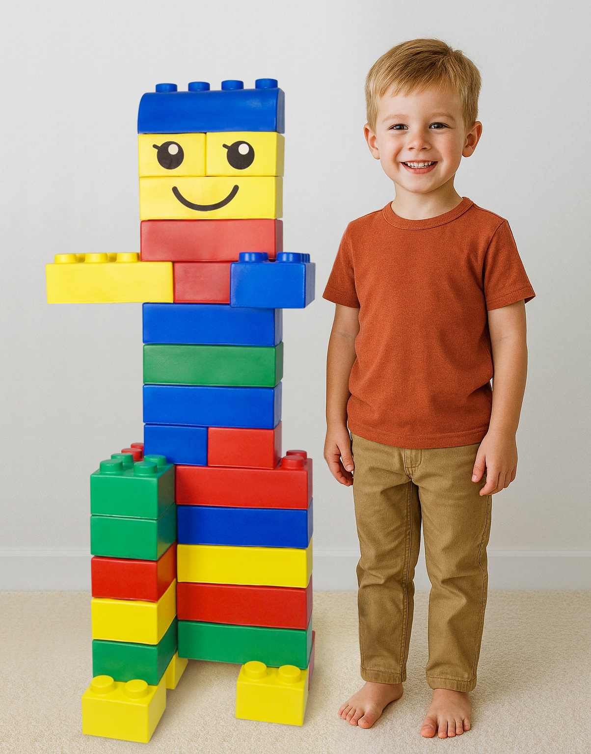 Giant rubber building bricks for toddlers and preschoolers - KinderSpell