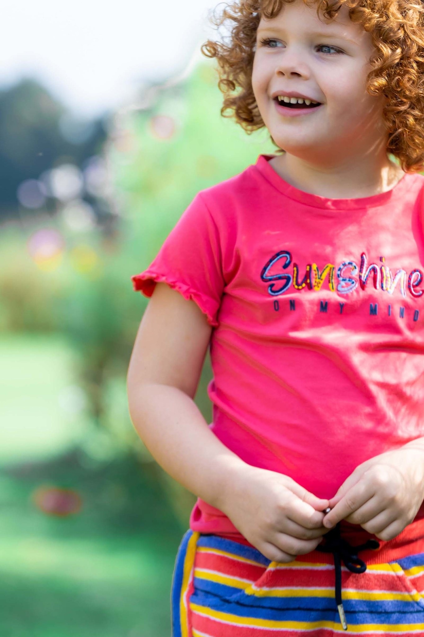 Quapi Meisjes short - Marli - AOP roze koraal gestreept ...