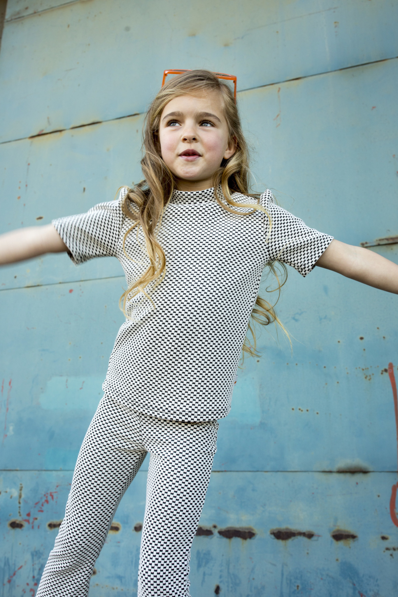 Moodstreet - Meisjes top geruit - Zwart - merkmeisjeskleding.nl