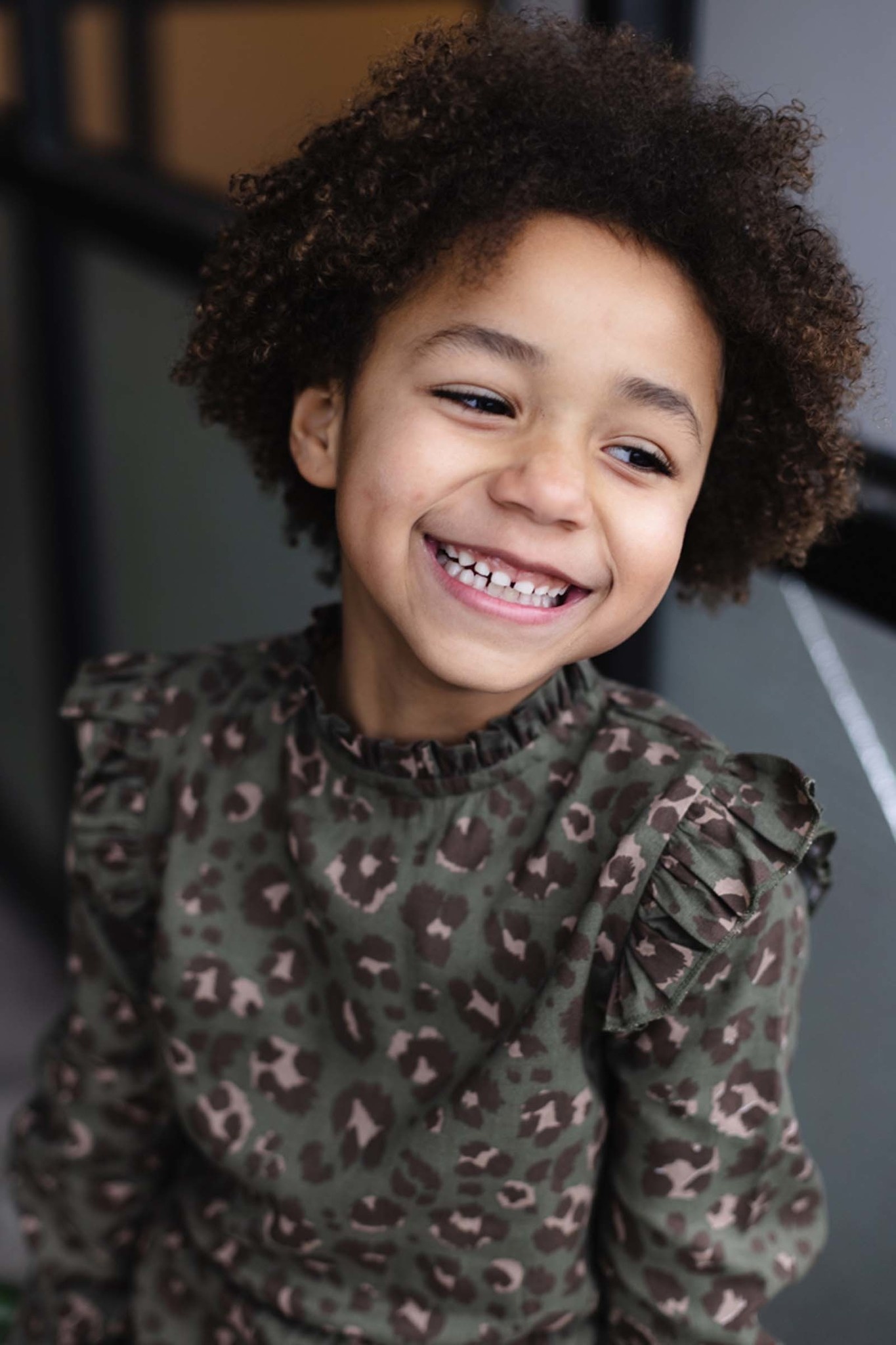 LEVV - Meisjes jurk - Aida - AOP groen luipaard - merkmeisjeskleding.nl