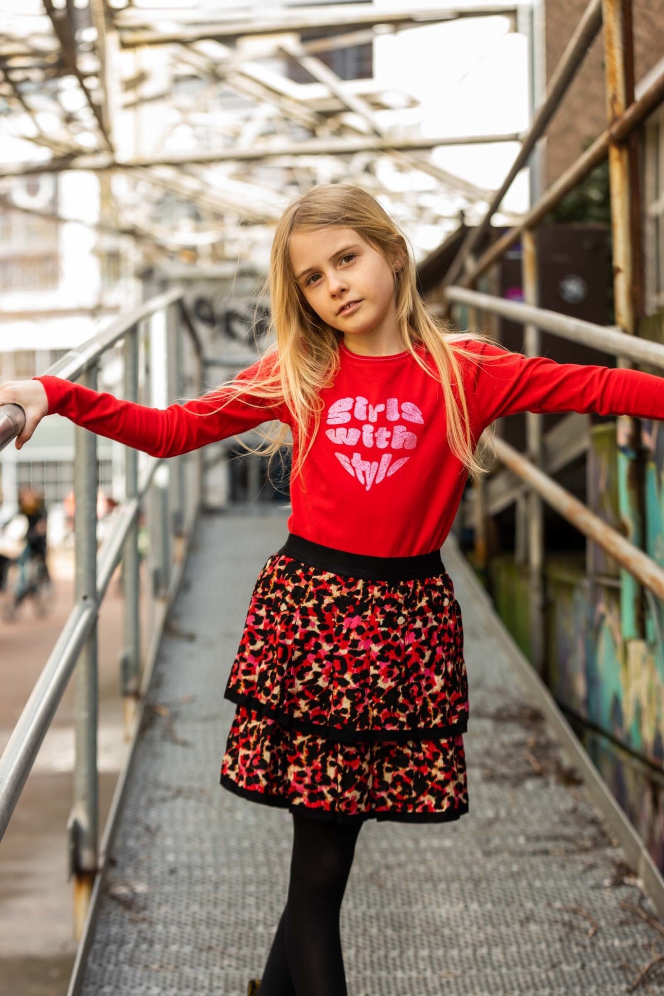 Quapi - Meisjes rok - Rune - AOP luipaard roze - merkmeisjeskleding.nl