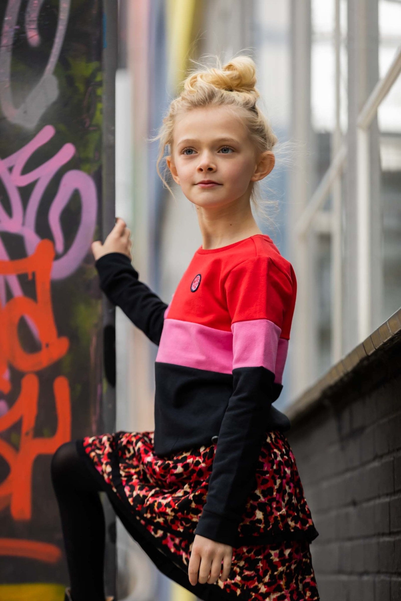 Quapi - Meisjes rok - Rune - AOP luipaard roze - merkmeisjeskleding.nl