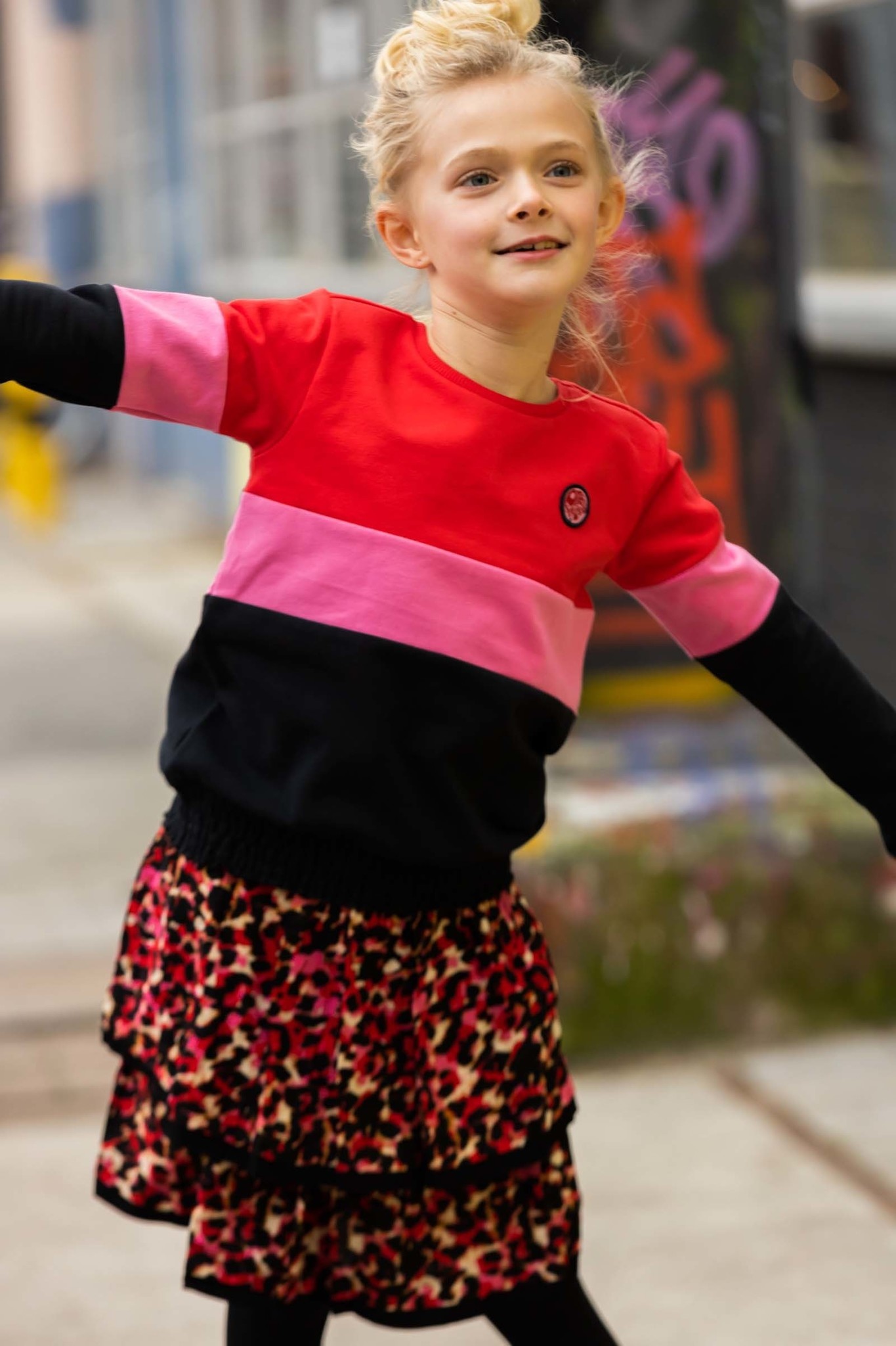 Quapi - Meisjes rok - Rune - AOP luipaard roze - merkmeisjeskleding.nl