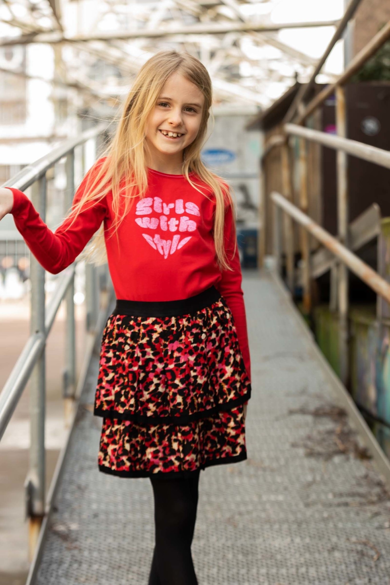 Quapi - Meisjes rok - Rune - AOP luipaard roze - merkmeisjeskleding.nl