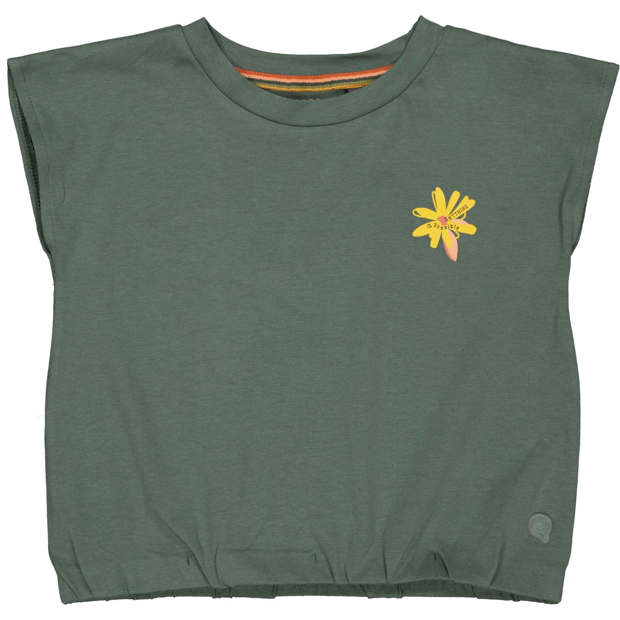 Quapi - Meisjes crop top - Beertje - Donker groen - merkmeisjeskleding.nl