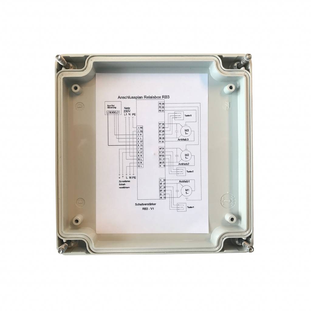 Tedsen RB3 relay box for 3 tubular motors, control voltage 230 V or 24 ...